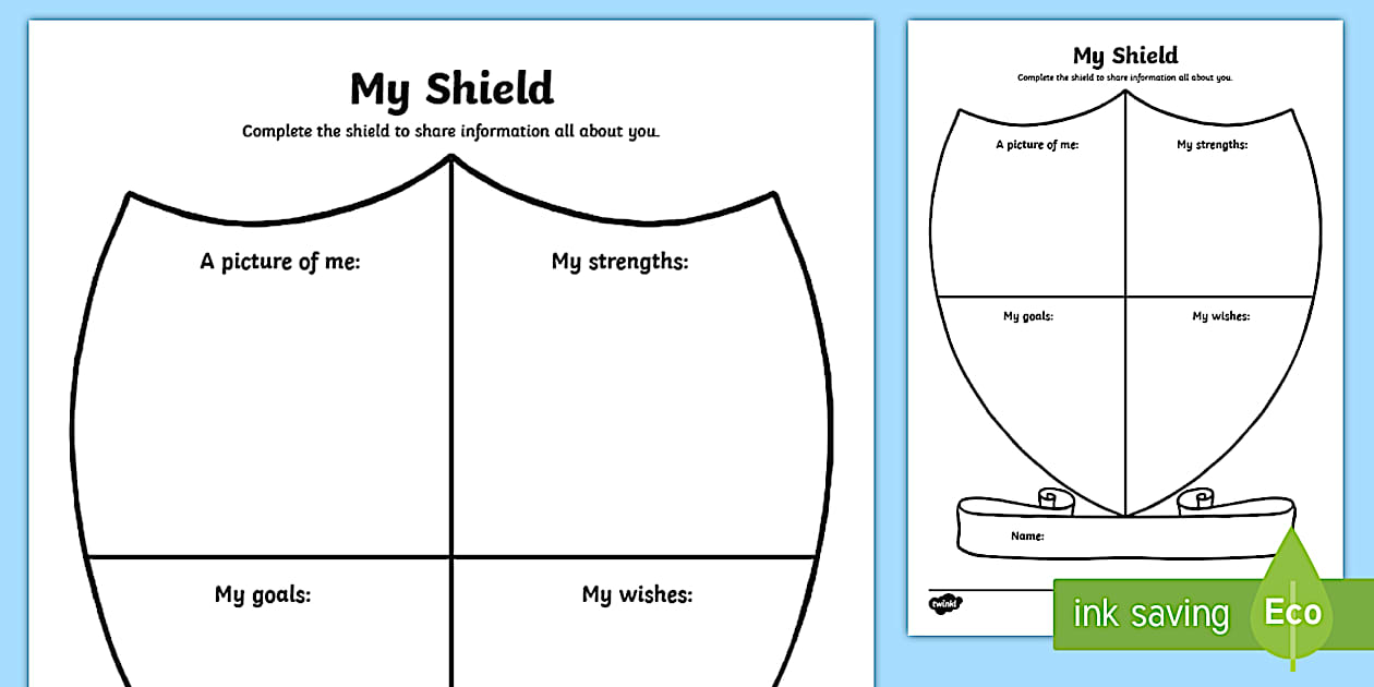 Empty Shield Template | Strengths and Goals | Twinkl