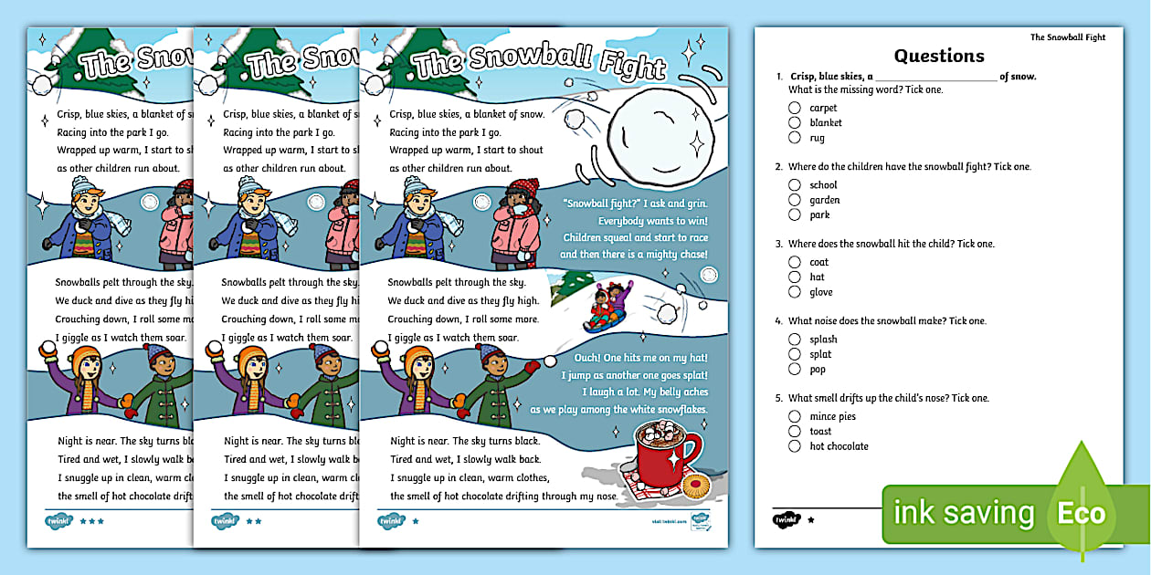 Snowball Poetry Pack - Differentiated Reading Comprehension