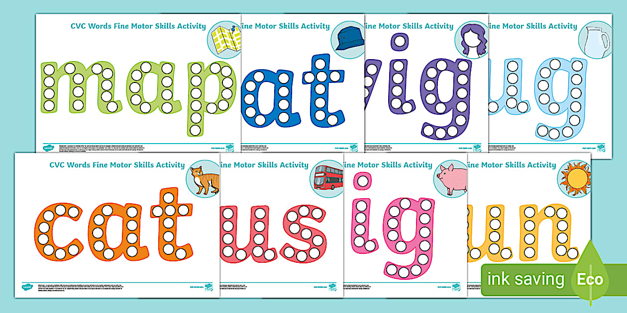 CVC Word Button Placing Fine Motor Skills Activity | Twinkl