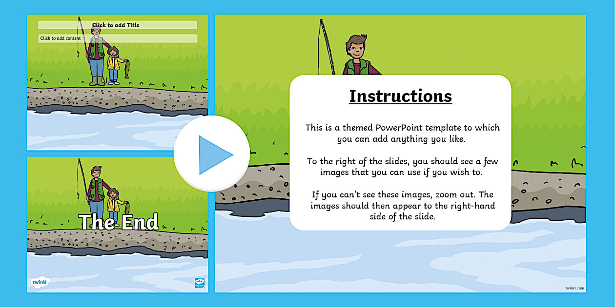 Free Editable Fishing-Themed PowerPoint Template for Kids