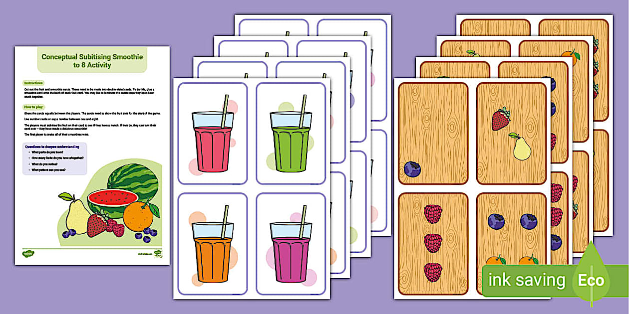 👉 Conceptual Subitising Smoothie to 8 Activity Twinkl