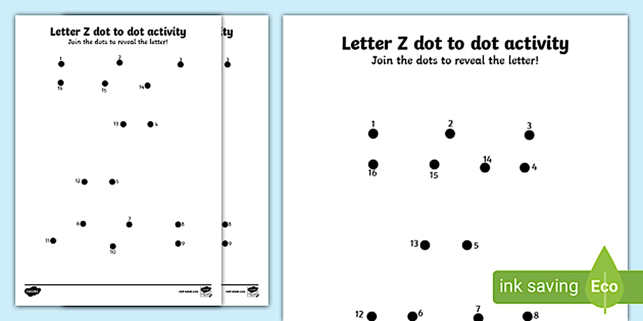 Dot to Dot Alphabet Z Activity - Worksheets (teacher made)