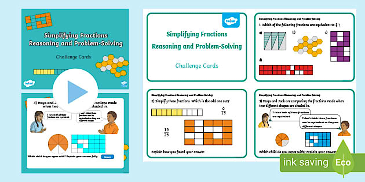 👉 Simplifying Fractions Reasoning And Problem Solving Activity Pack
