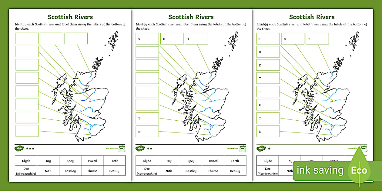 Scottish Rivers Labelling Activity (teacher made) - Twinkl