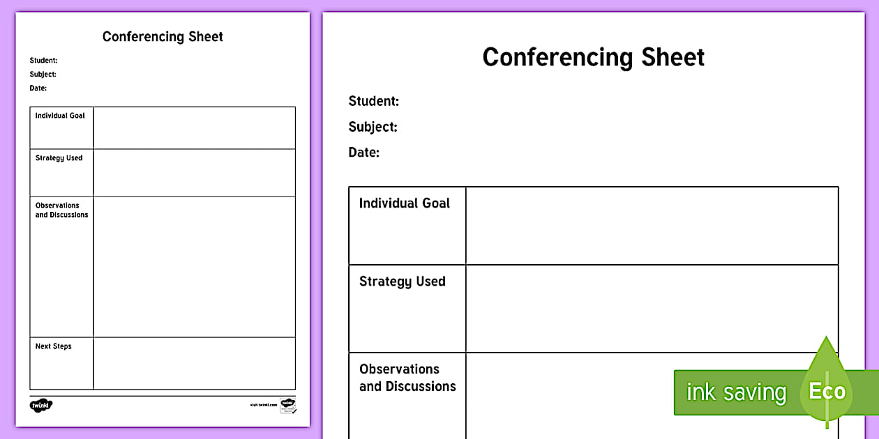 Editable Conferencing Assessment Sheet - Twinkl