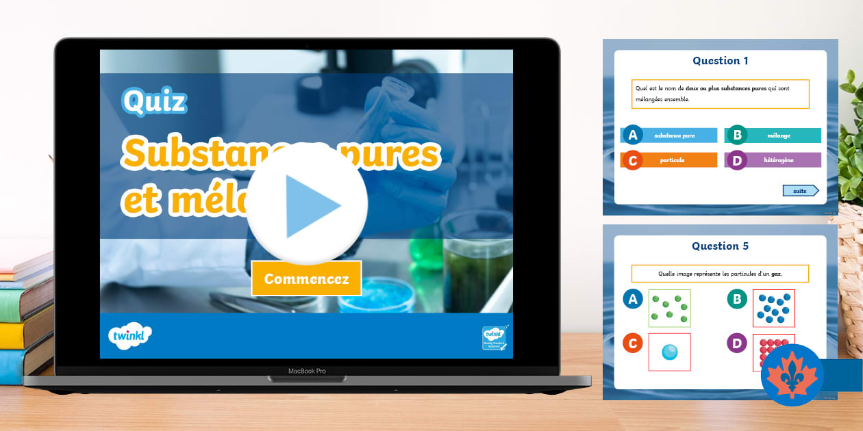 Pure Substances and Mixtures Quiz Powerpoint French
