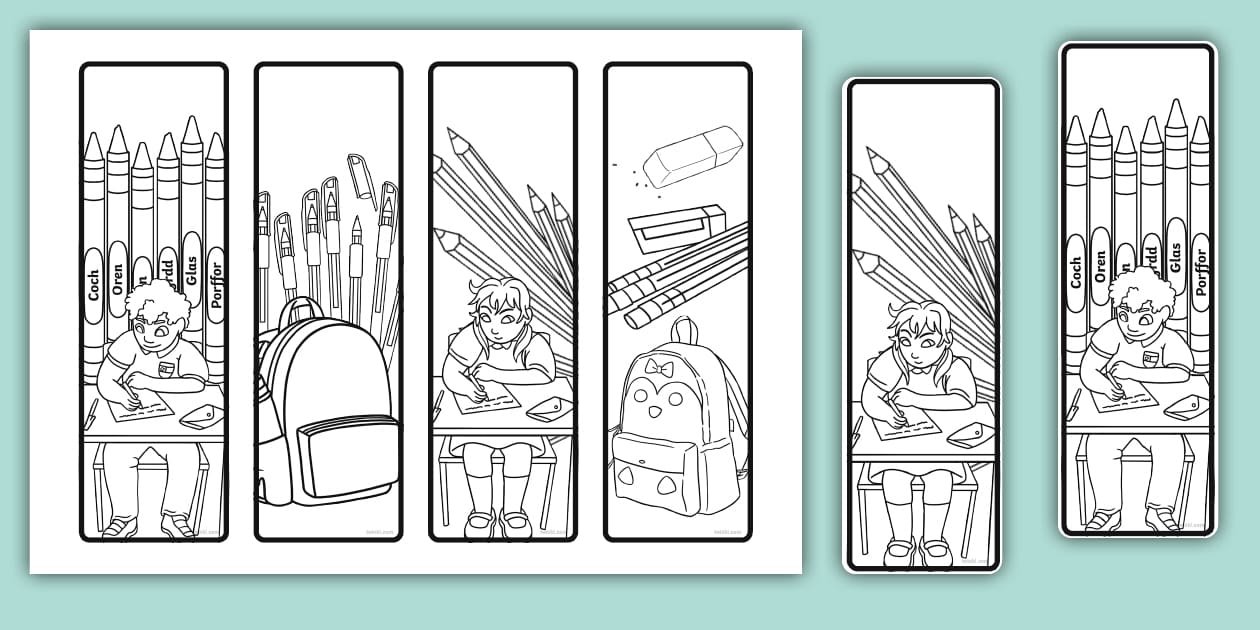 At School Colouring Bookmarks - Twinkl South Africa - Twinkl