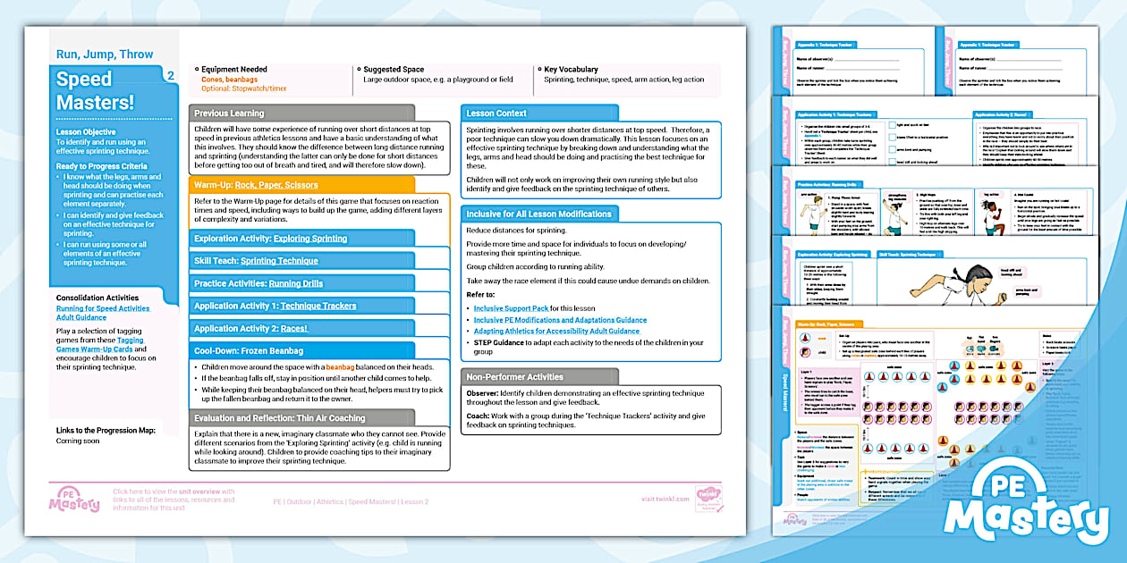 PE Mastery: Year 3 Run, Jump, Throw Lesson 2 Speed Masters!