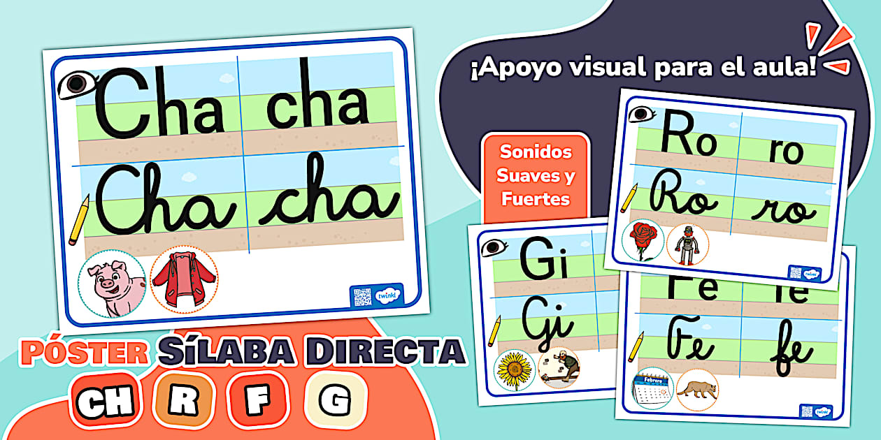Póster | Sílabas Directas |Ch| R| F| G| Lectoescritura| 1°