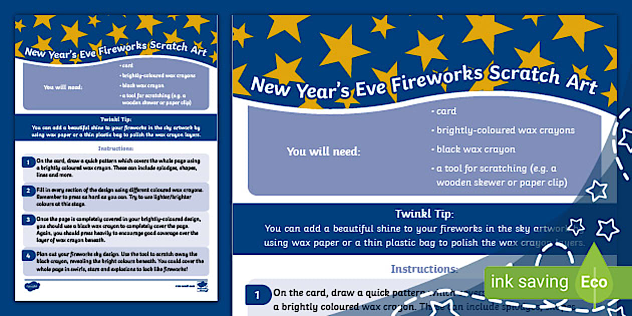 New Year's Eve Fireworks Scratch Art (Teacher-Made) - Twinkl