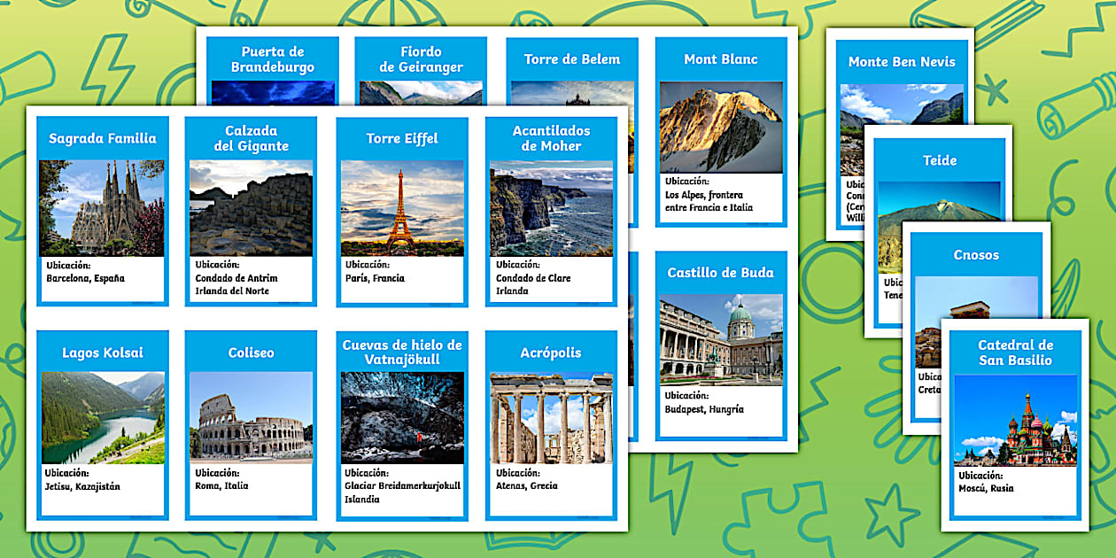 Tarjetas de clasificar: Elementos naturales y artificiales de Europa