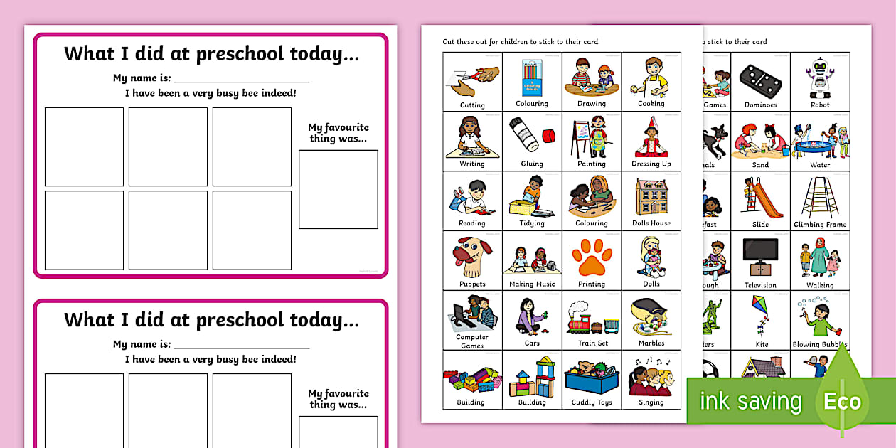 Editable What I Did Today Home Communication Cards for Preschool