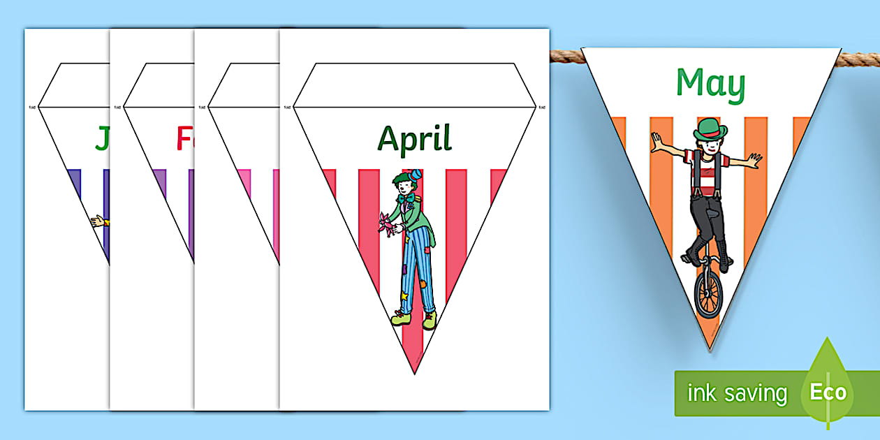 Circus Themed Months of the Year Bunting