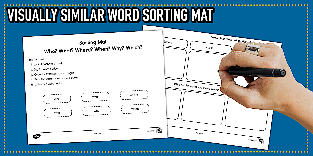 Visually Similar Word Sorting Mat