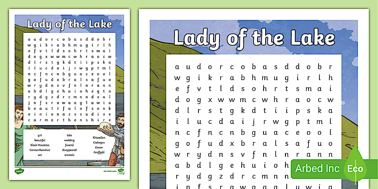 Welsh Myths and Legends: Lady of the Lake Word Search