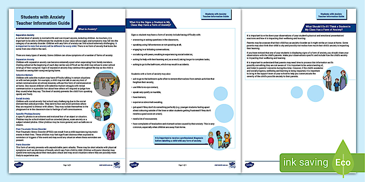 Students with Anxiety Teachers Information Guide Helpful