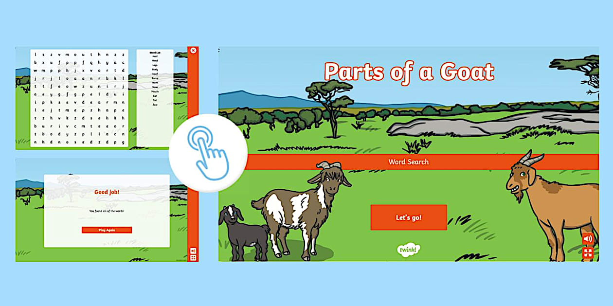 Parts of a Goat Interactive Word Search (teacher made)