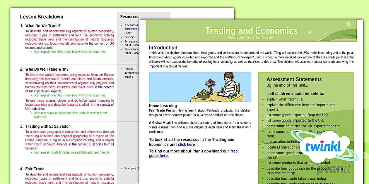 Geography: Trade and Economics Year 6 Planning Overview