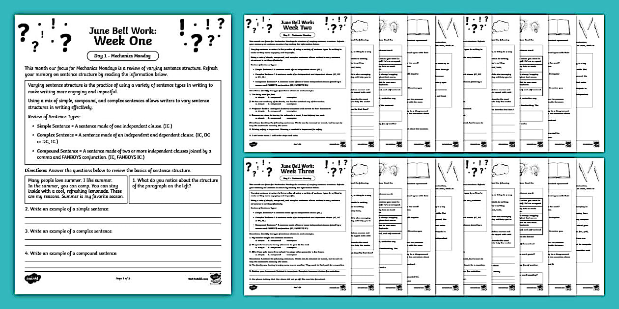 Sixth Grade ELA June Bell Work Bundle (teacher made)