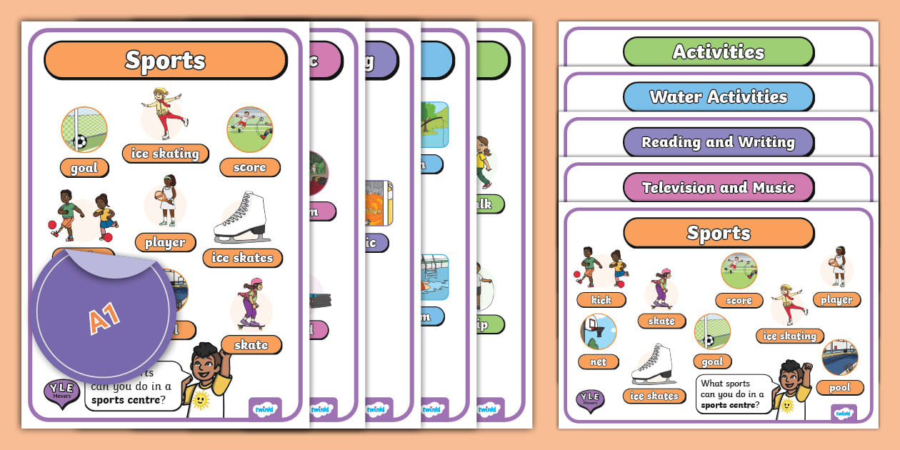 YLE Movers Sports & Leisure Poster (teacher made) - Twinkl