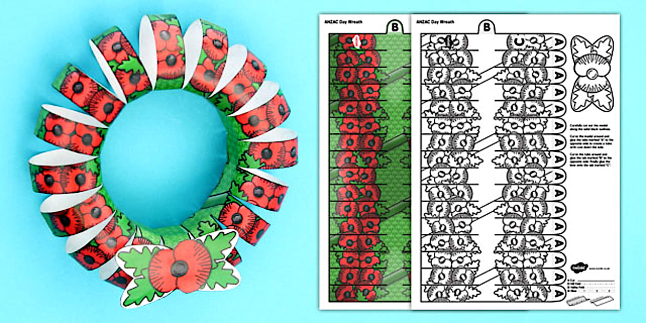 3D ANZAC Day Poppy Wreath (teacher made) - Twinkl