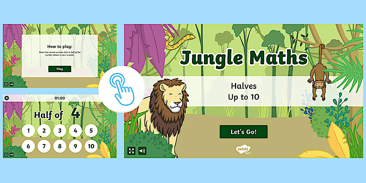 Jungle Maths: Halving to 10 Game (Teacher-Made) - Twinkl