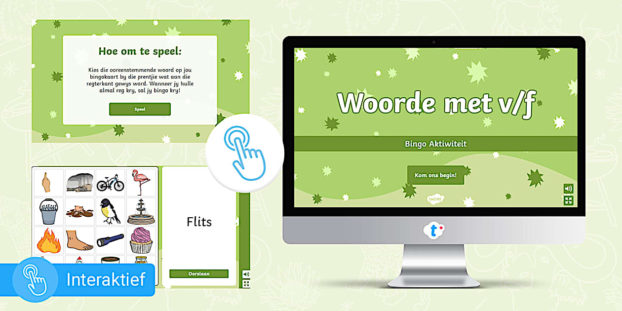 Graad 3 Klanke Woorde met v/f Interaktiewe Speletjie