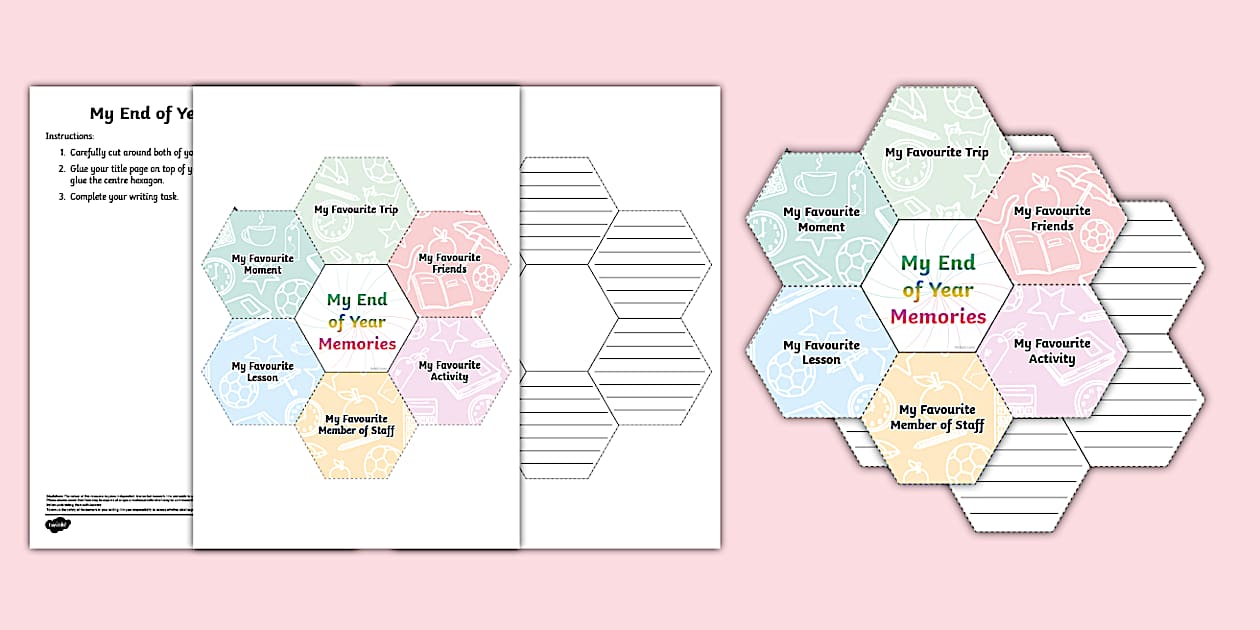 End of Year Memories Hexagon Template (teacher made)