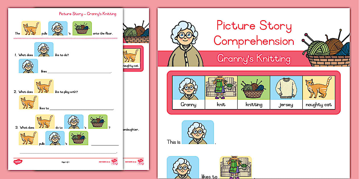 Picture Story Comprehension- Granny's Knitting - Twinkl