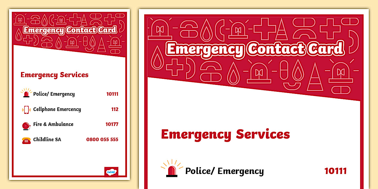Emergency Contacts Card (teacher made) - Twinkl