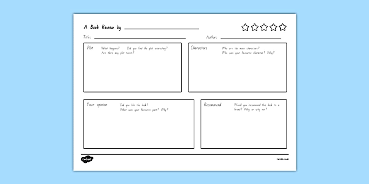Cursive Book Review Writing Template New Zealand - Twinkl