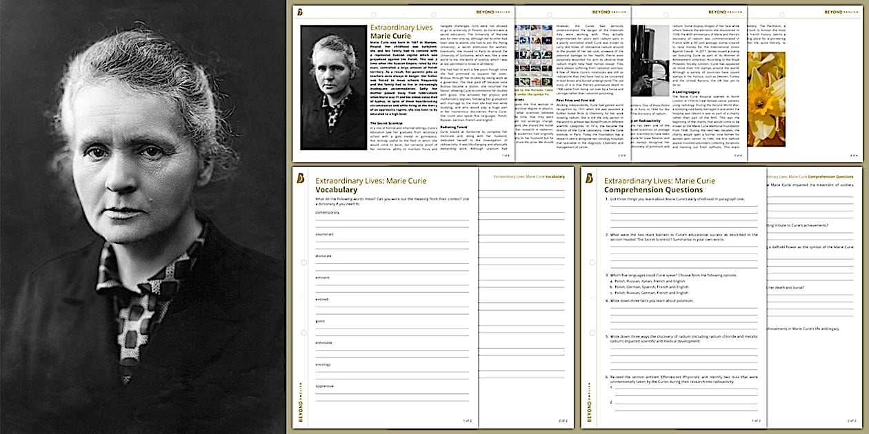 Extraordinary Lives: Marie Curie Reading Comprehension