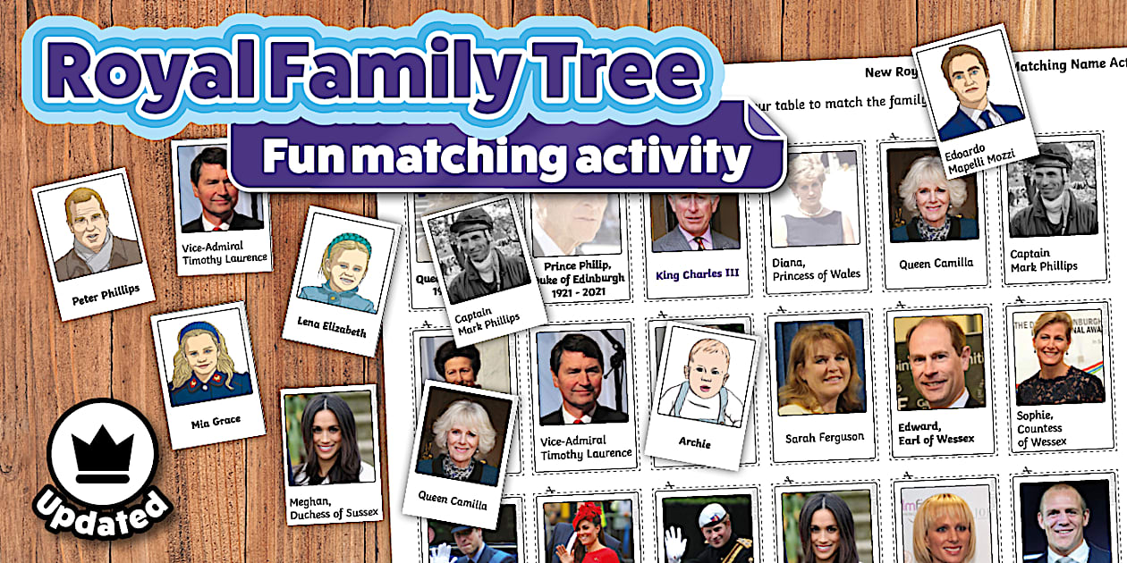 New Royal Family Tree Matching Name Activity - KS2 - Twinkl