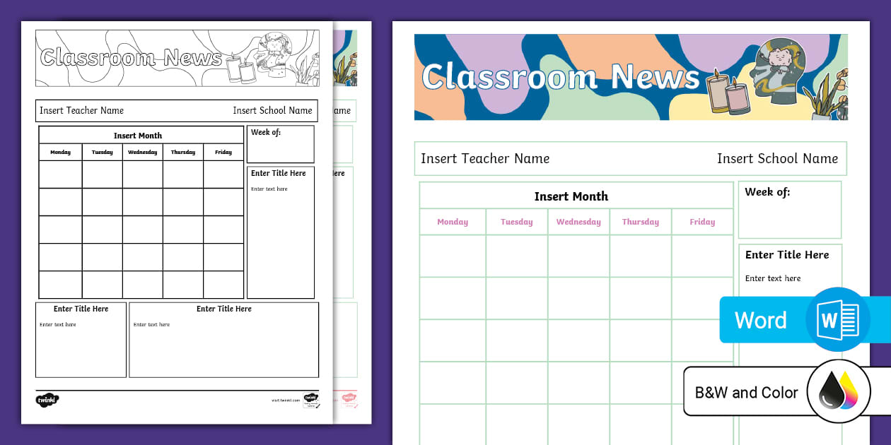 Modern Calm Colors Editable Newsletter (teacher made)