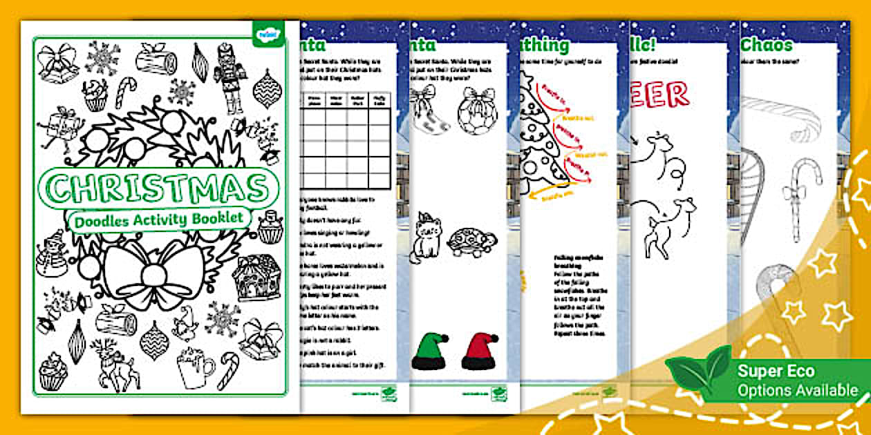 Christmas Doodles Activity Booklet (Ages 7 - 11) - Twinkl