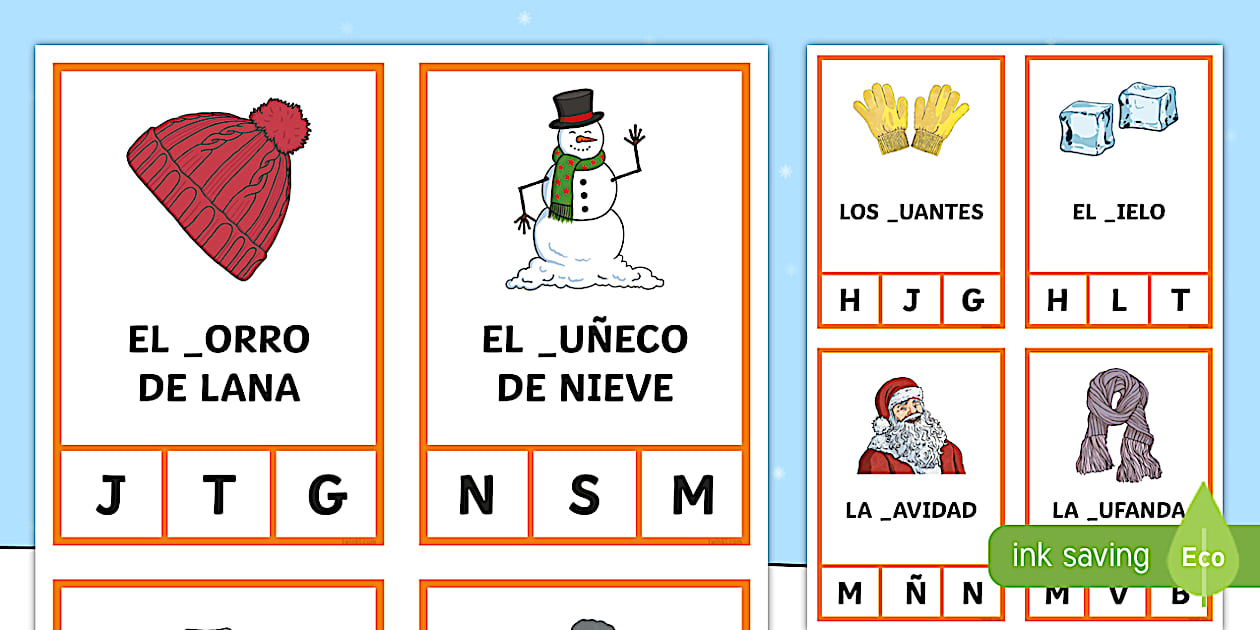 Winter Peg Activity Game Spanish (teacher made) - Twinkl