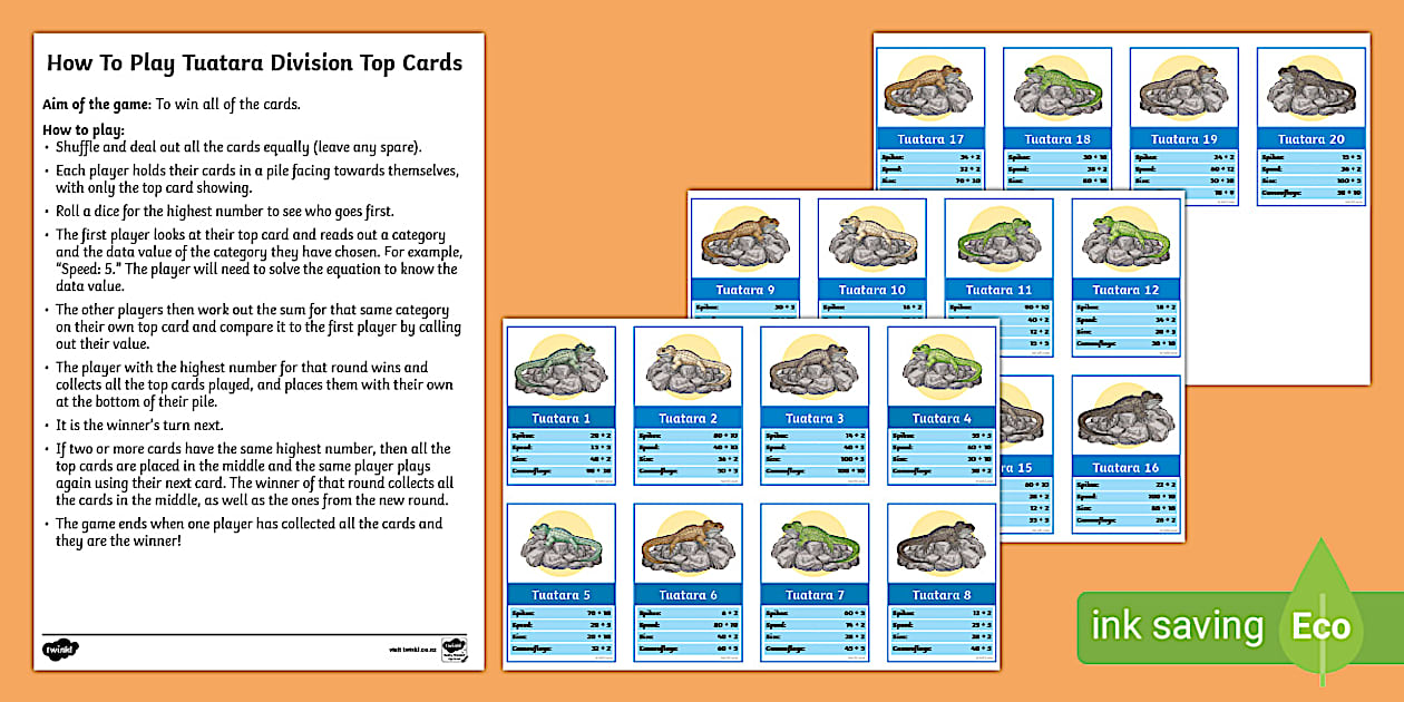 Stage 5 (Phase 1): Tuatara Division Top Cards Maths Game