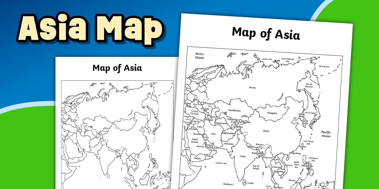 Asia Map With and Without Names Worksheets