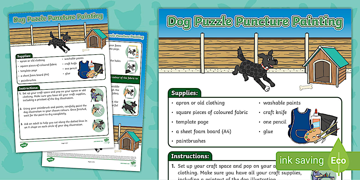 Dog Puzzle Puncture Painting Craft (teacher made) - Twinkl