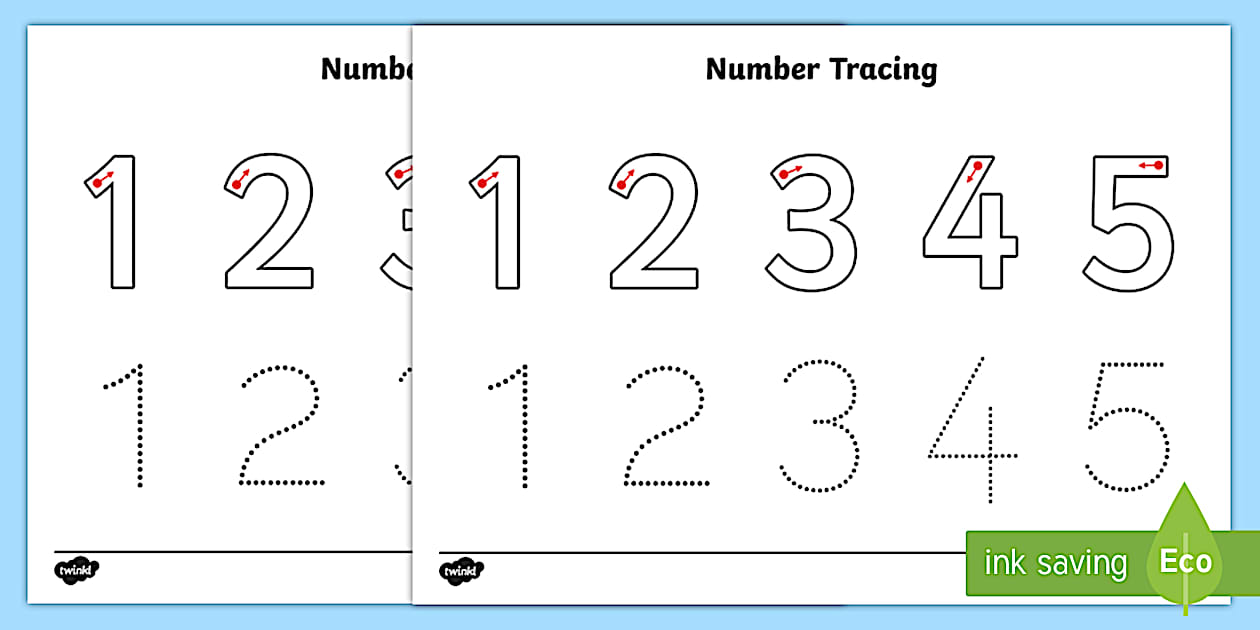 Number Tracing 1-5 Worksheet | Motor Skills | Twinkl USA