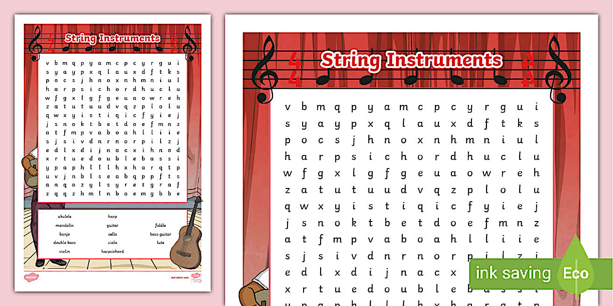 String Instruments Word Search (teacher made) - Twinkl