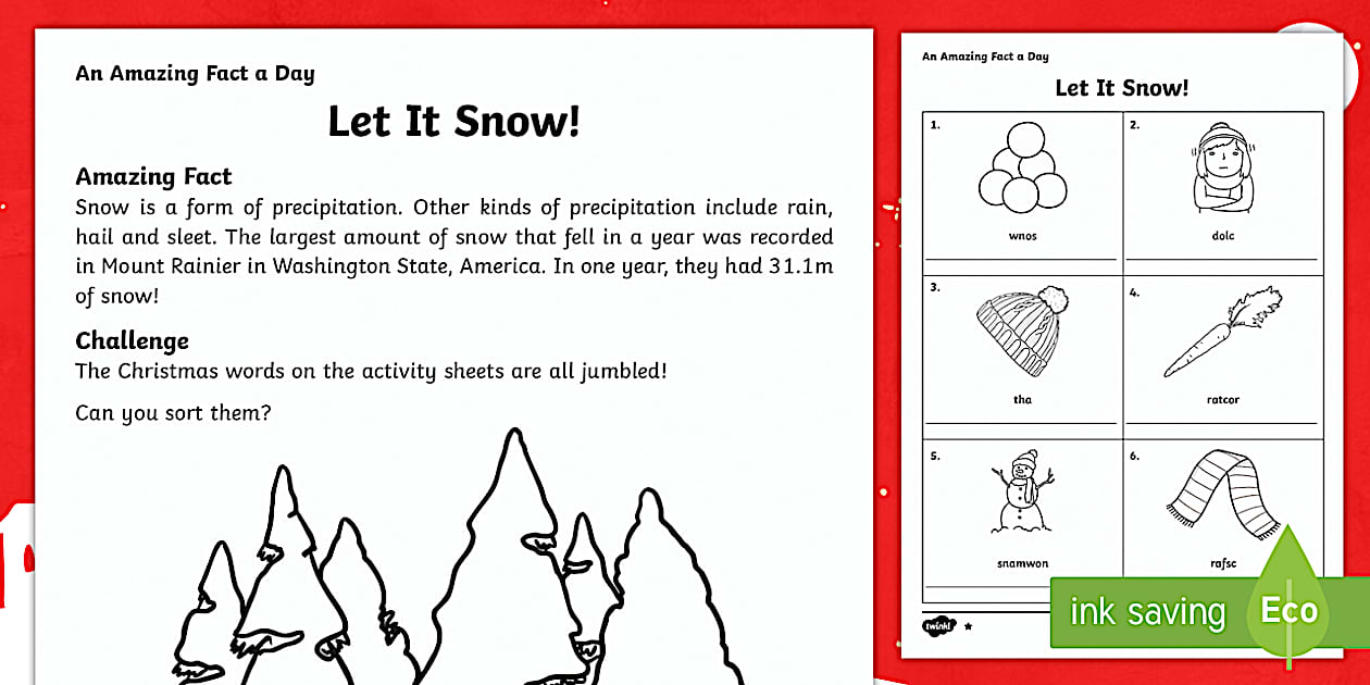 Let It Snow Worksheet / Worksheet (teacher made) - Twinkl