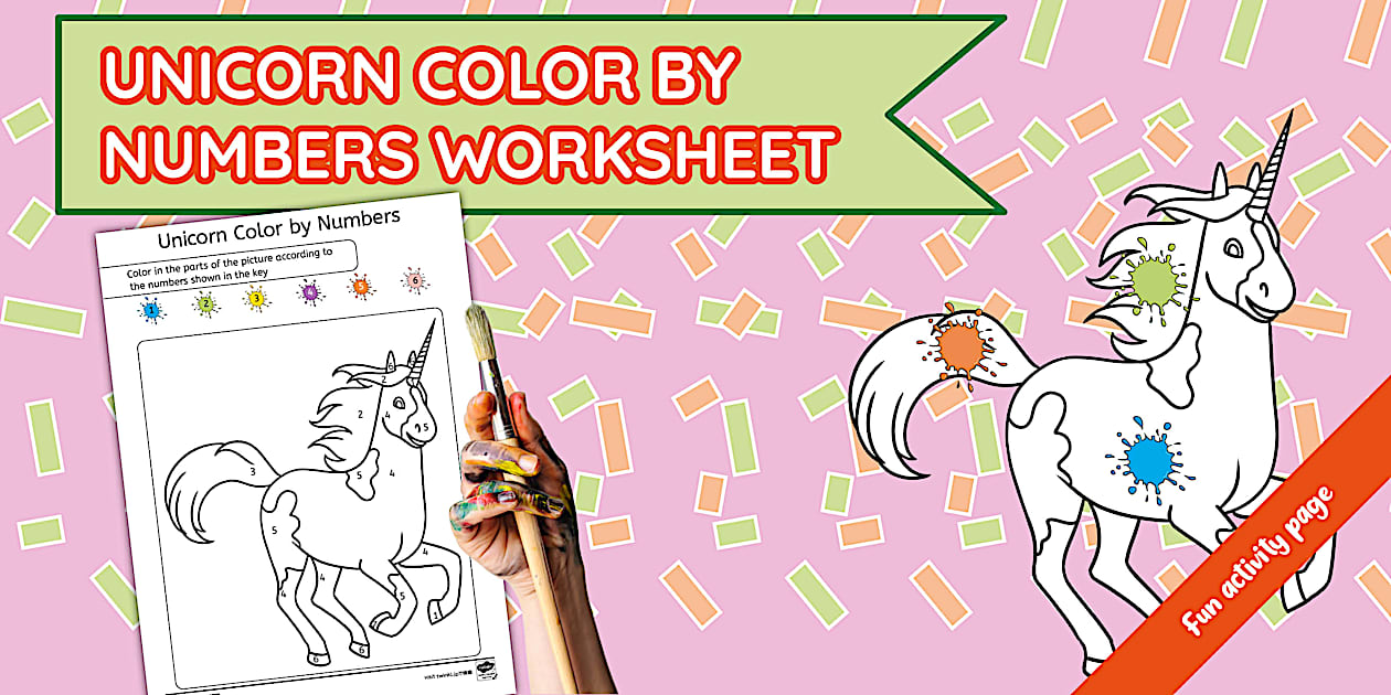 Unicorn Color by Numbers Worksheet | Twinkl Japan