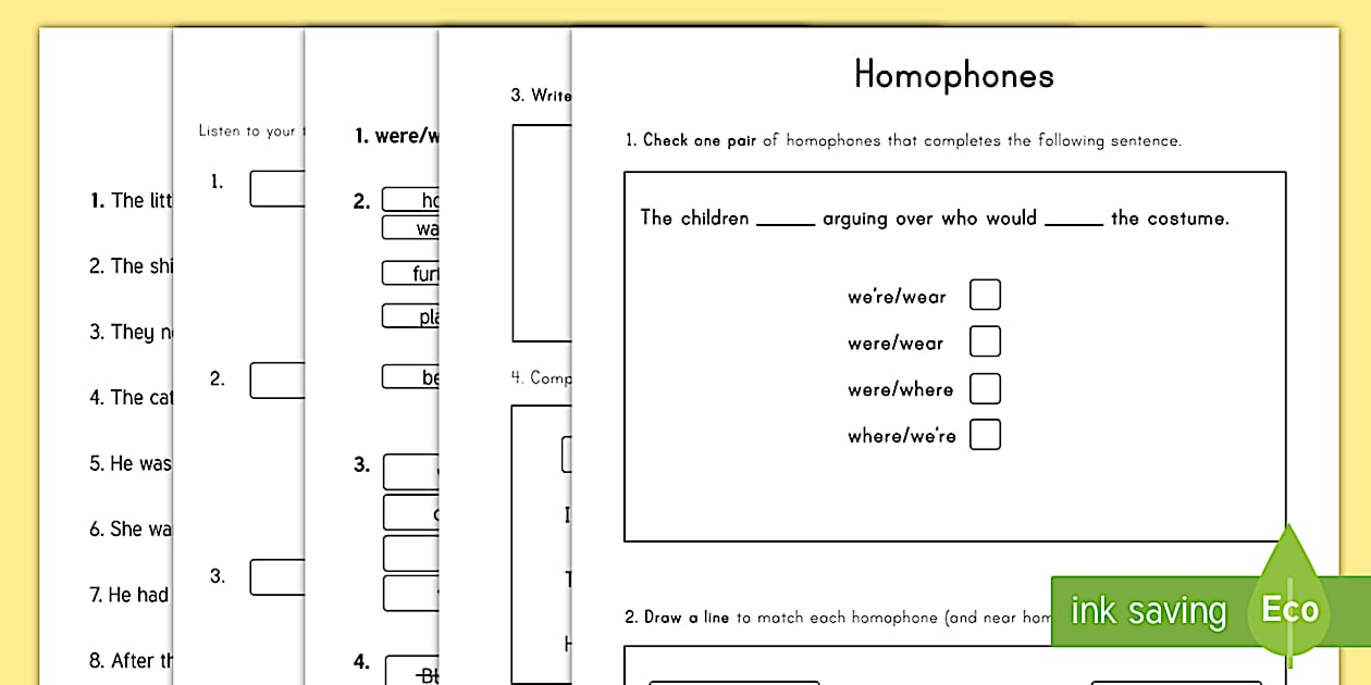 Second Grade Homophones Activity Pack - Twinkl
