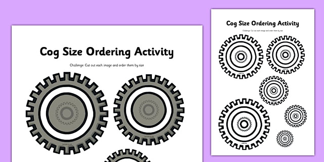Cog Size Ordering Activity (teacher made) - Twinkl