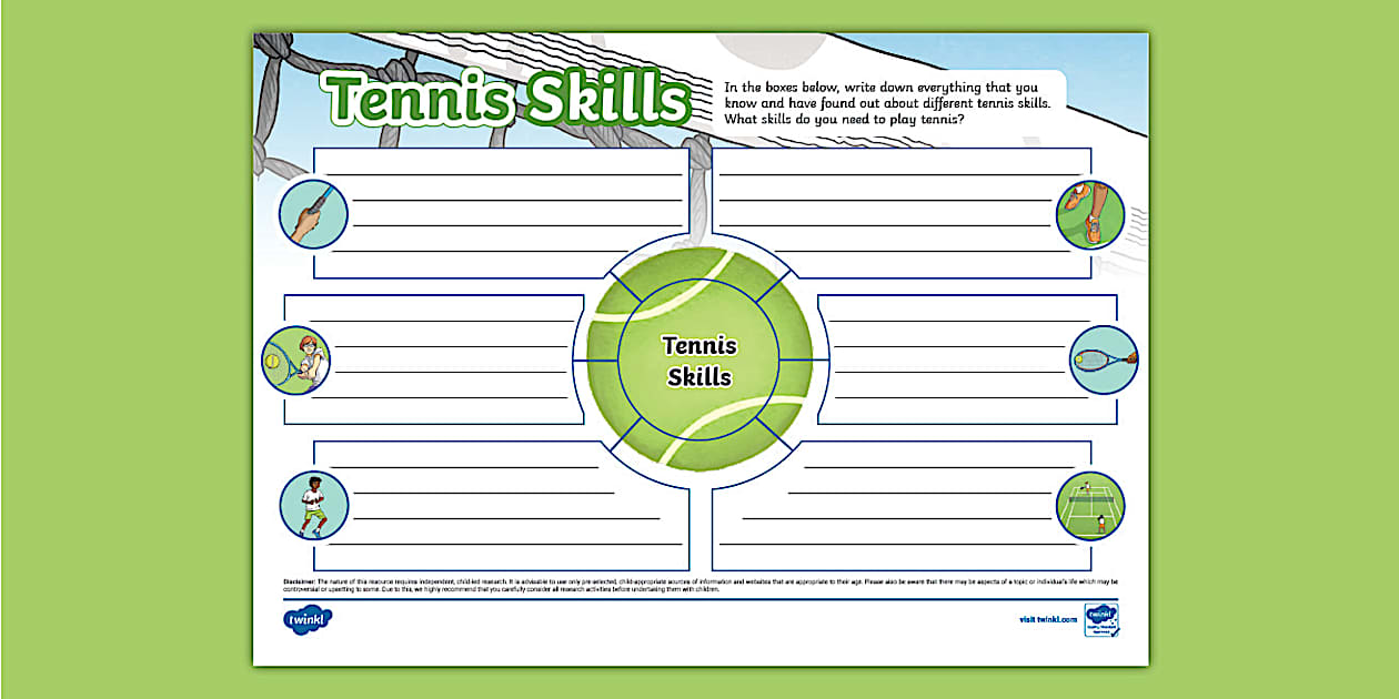 Tennis Skills Mind Map (teacher made) - Twinkl