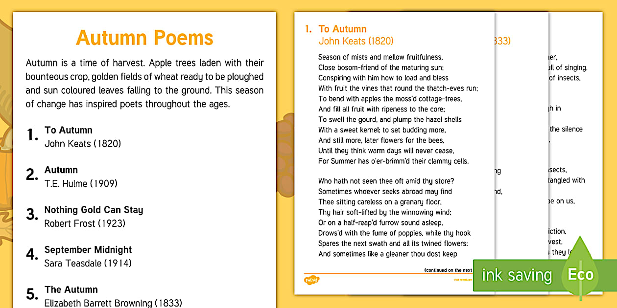 Care Home Autumn Poem Ideas - Twinkl