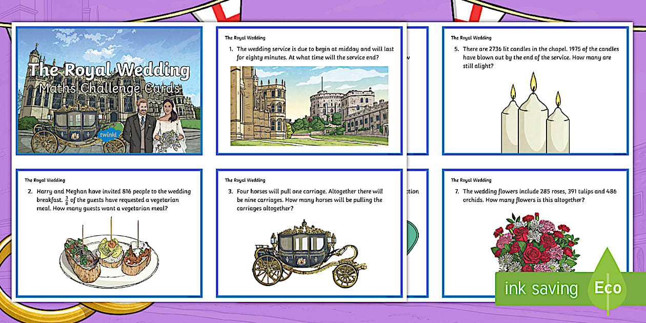LKS2 Royal Wedding Maths Challenge Cards (Teacher-Made)
