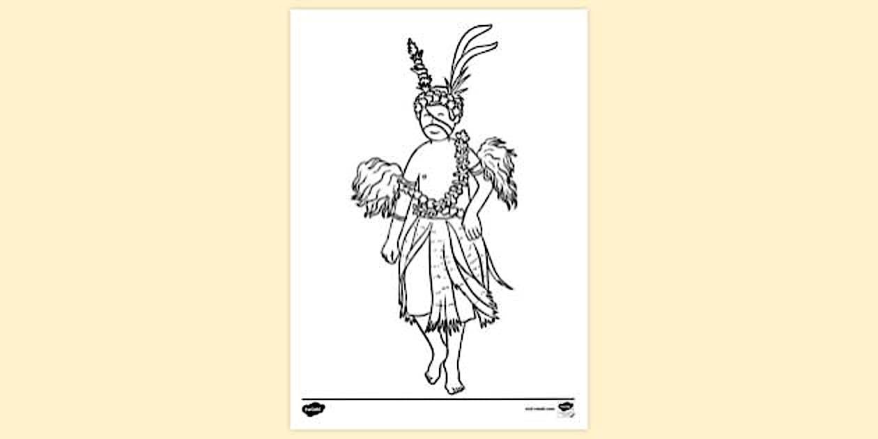 Vanuatu Man in Festival Dress Colouring | Colouring Sheets