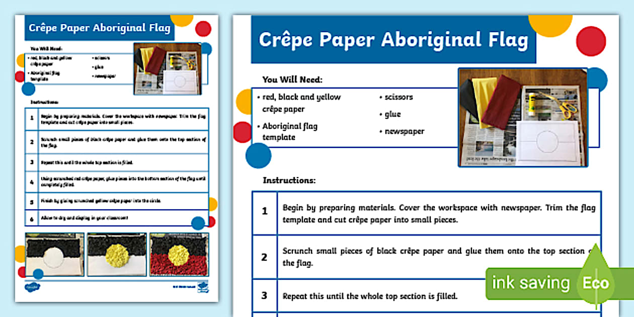 Editable Aboriginal Flag Crepe Paper Craft - Twinkl